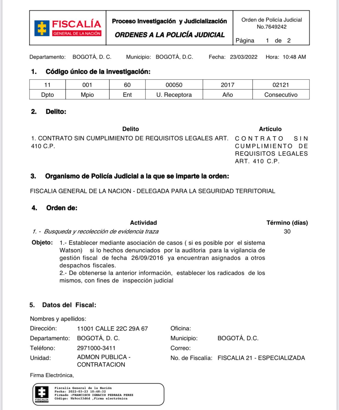 En plena campaña presidencial, la Fiscalía ordenó inspeccionar procesos contra Gustavo Petro de ...